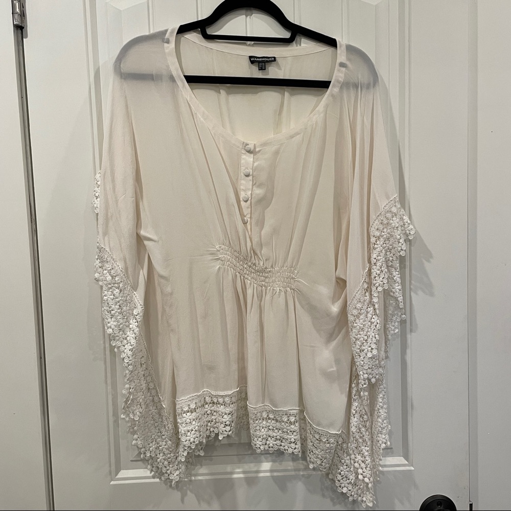 Warehouse White Lace-Trimmed Smock Kate Middleton - Gem